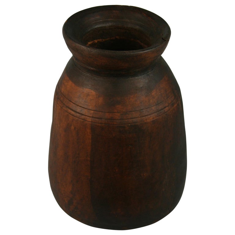 Japanese Rustic Turned Wood Container For Sale at 1stDibs