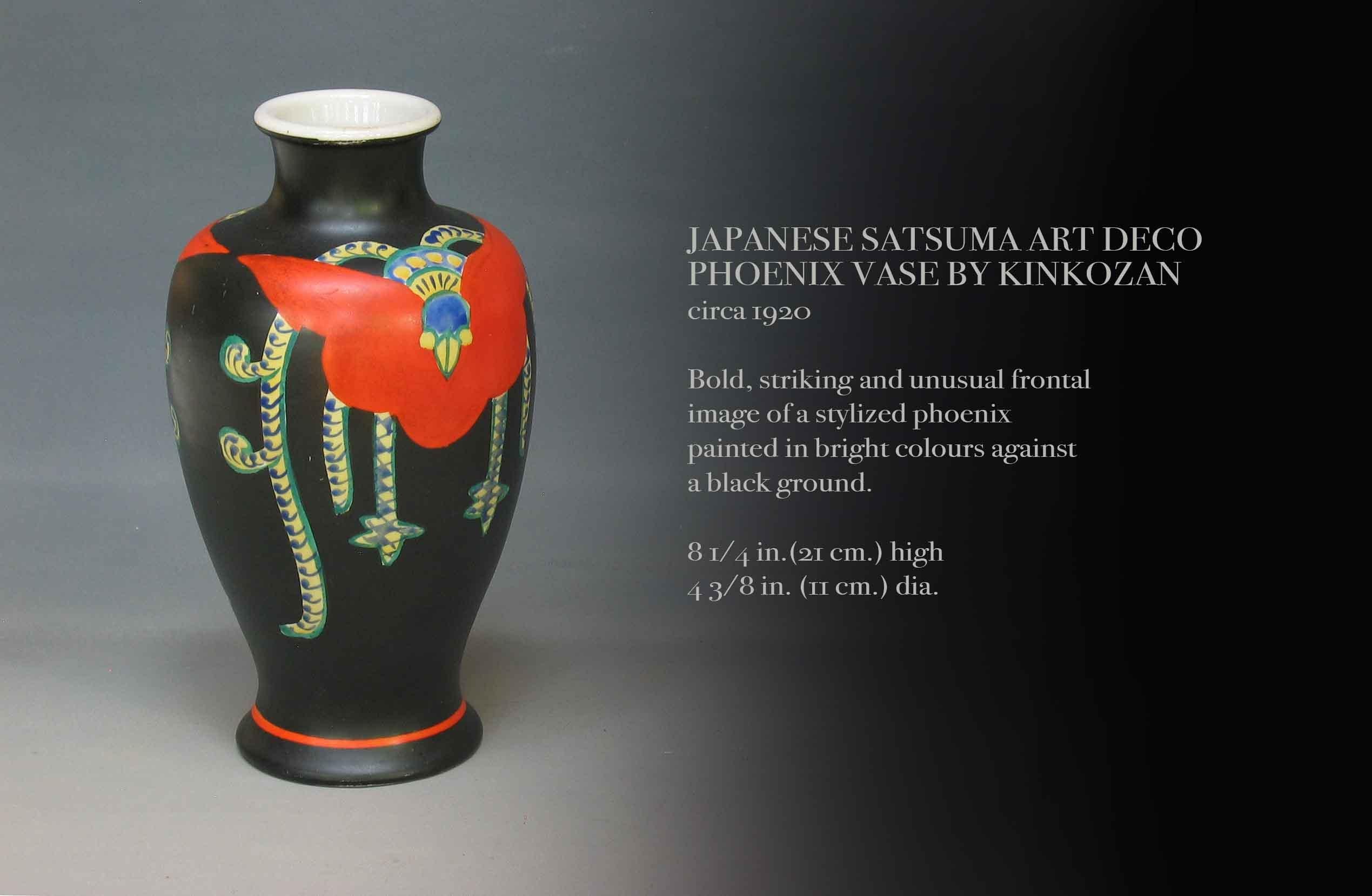 Japanese Satsuma Art Deco Phoenix Vase By Kinkozan Circa 1920 For Sale ...
