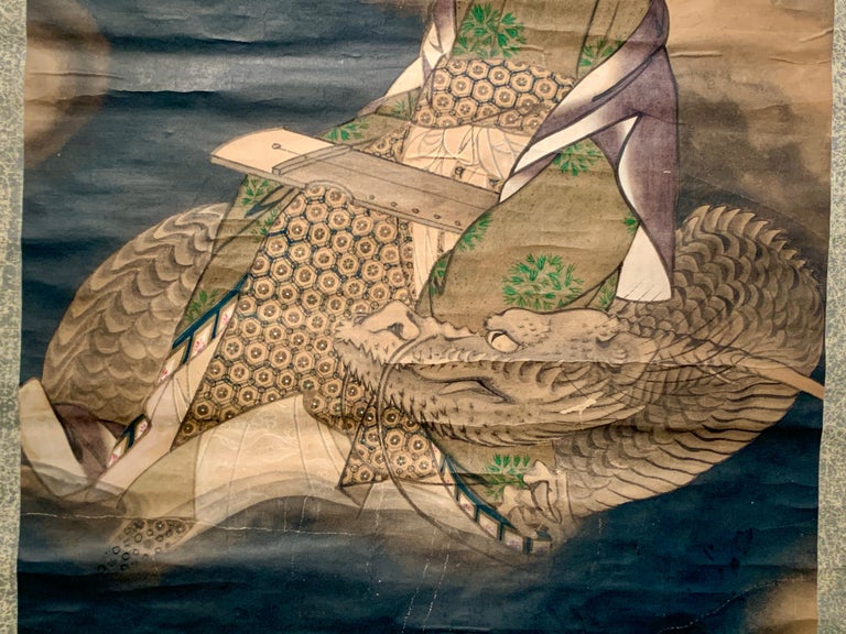 Japanese Scroll Painting "Dragon Lady" Benzaiten, Taisho Period, Early ...