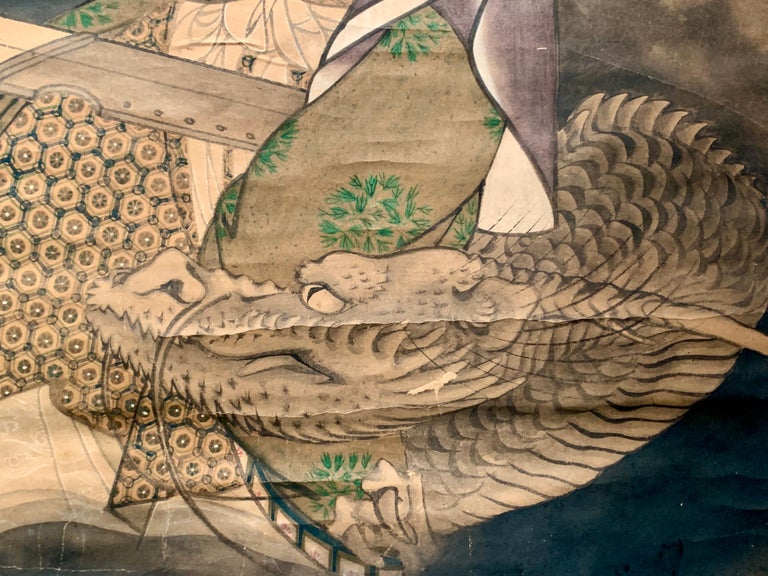 Japanese Scroll Painting "Dragon Lady" Benzaiten, Taisho Period, Early ...