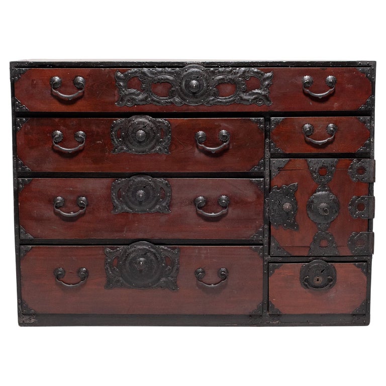 Japanese Sendai Tansu Chest with Floral Iron Hardware, C. 1900 at ...