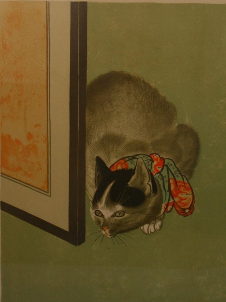 Japanese Serigraph "Homage to Oriental Art-Cat" by Das Gayston For Sale ...