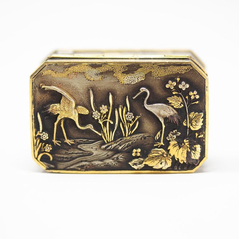 Japanese Shakudo Pill Box Kozan For Sale at 1stDibs