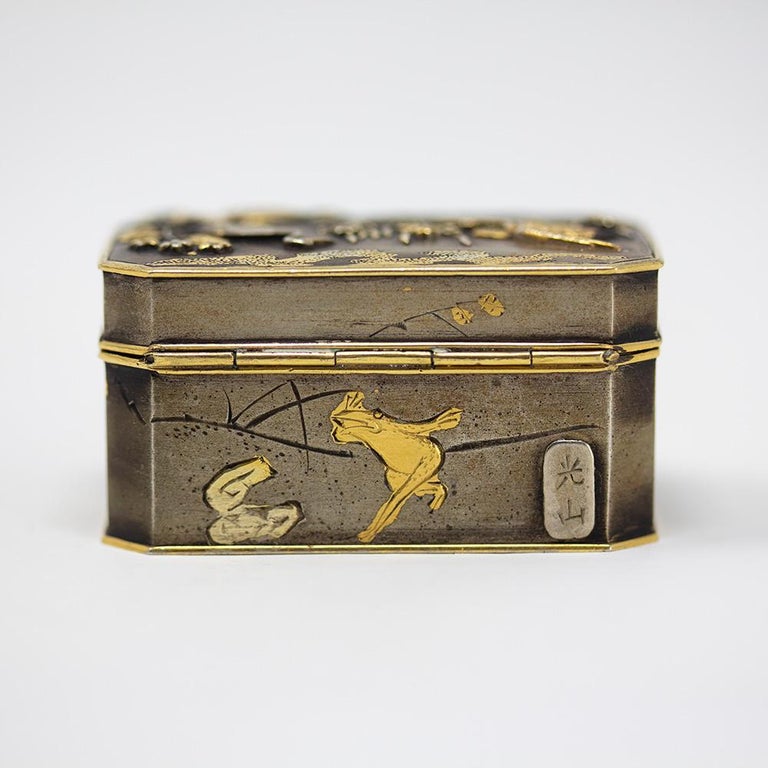 Japanese Shakudo Pill Box Kozan For Sale at 1stDibs