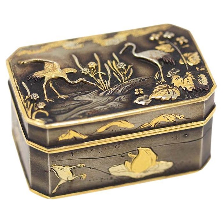 Japanese Shakudo Pill Box Kozan For Sale at 1stDibs