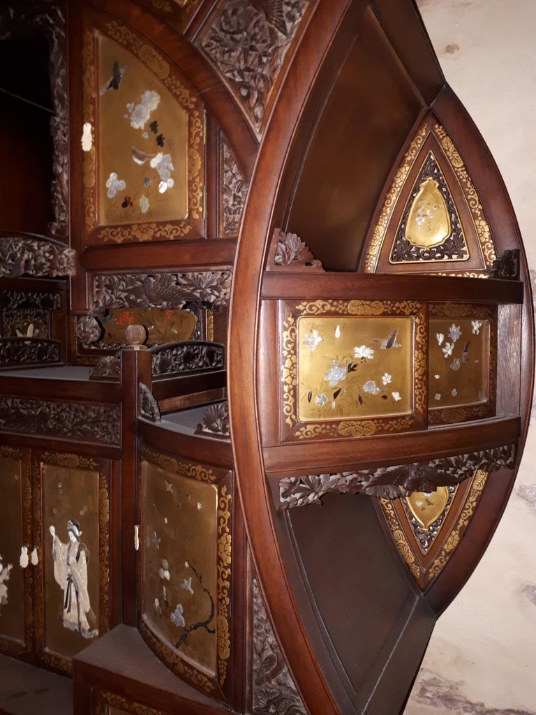 Japanese Shibayama Cabinet, Meiji Period For Sale at 1stDibs