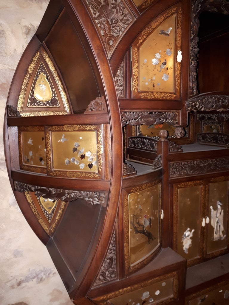 Japanese Shibayama Cabinet, Meiji Period For Sale at 1stDibs