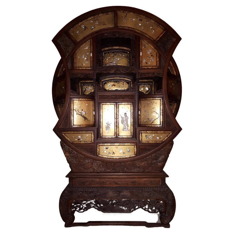 Japanese Shibayama Cabinet, Meiji Period For Sale at 1stDibs
