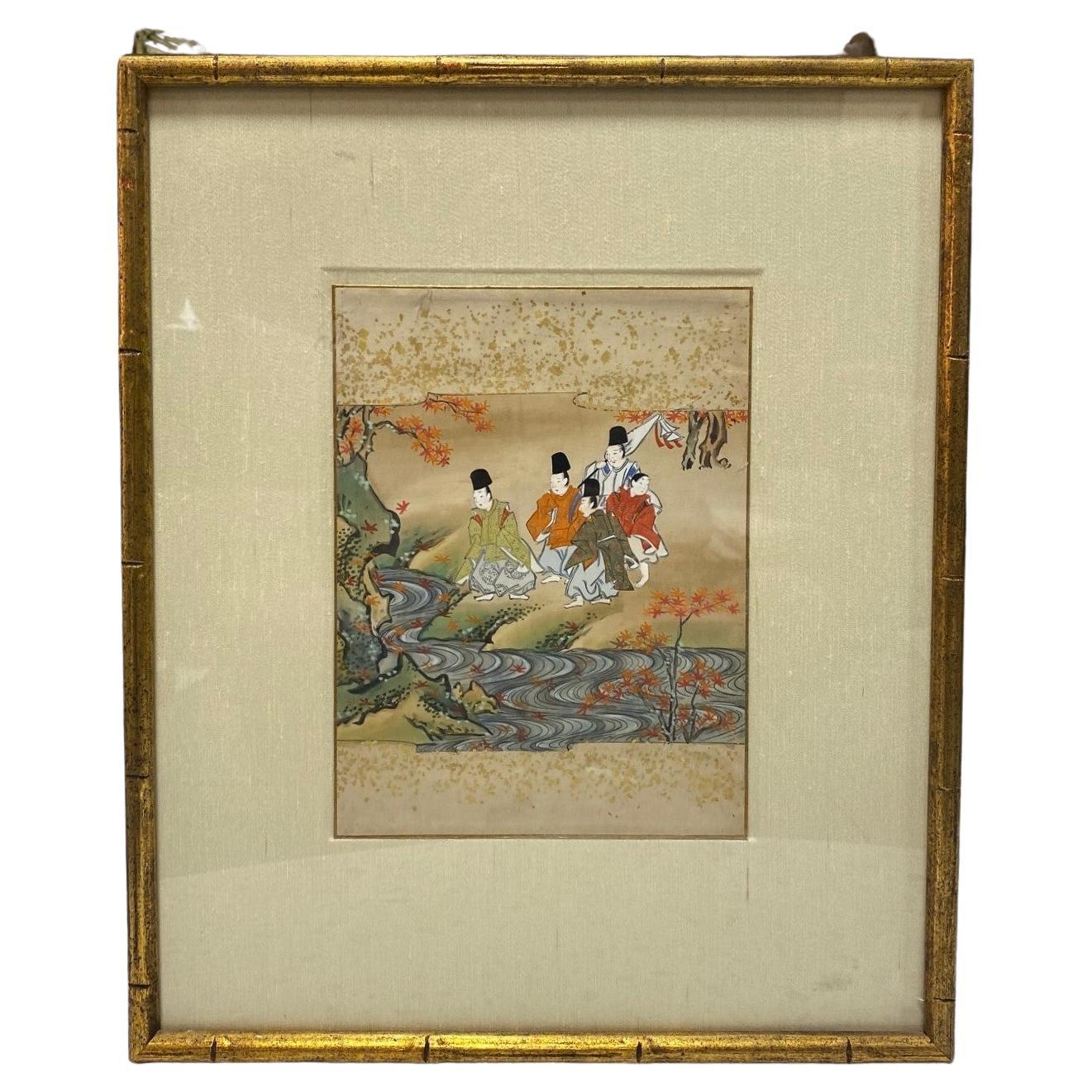Japanese Showa Edo Tale of the Genji Landscape Painting For Sale at 1stDibs
