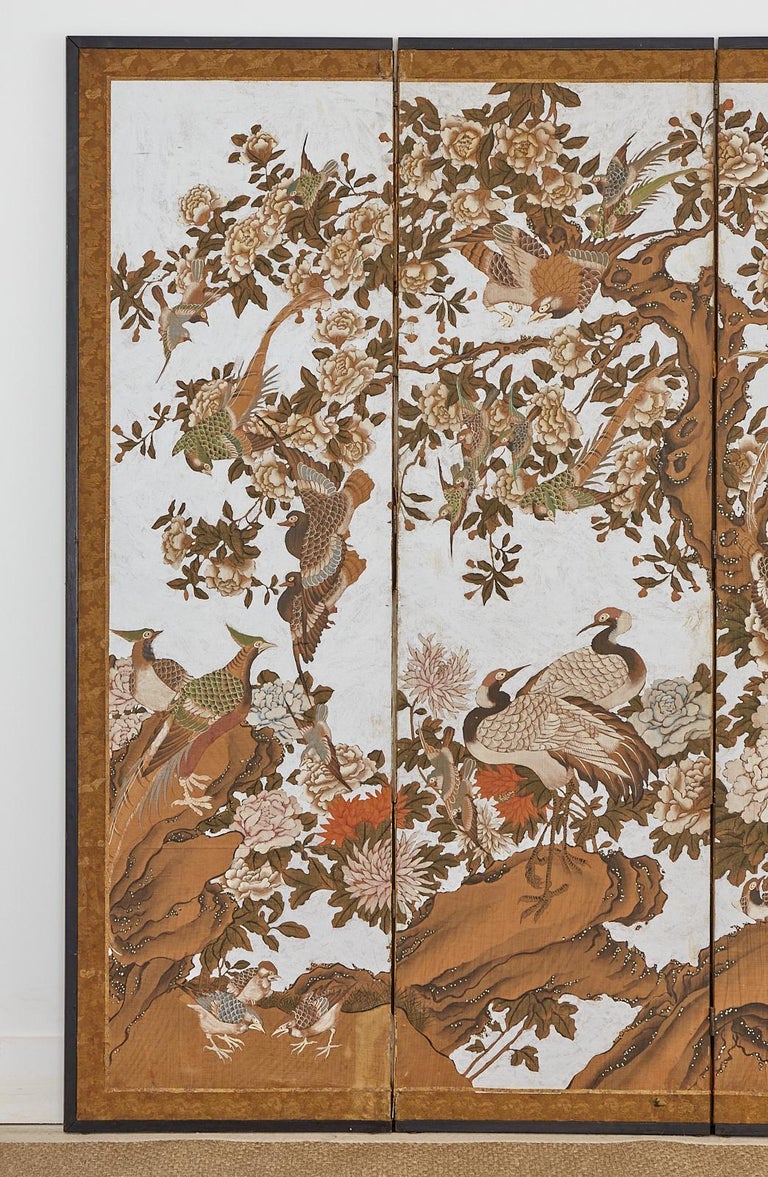 Japanese Showa Four Panel Kano School Style Landscape Screen For Sale ...