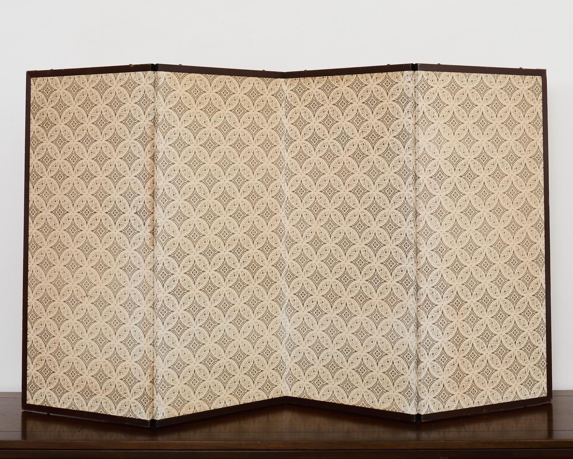 Japanese Showa Four Panel Screen Spring Bamboo Landscape For Sale at ...