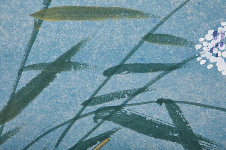 Japanese Showa Period Four Panel Screen Heron Landscape at 1stDibs