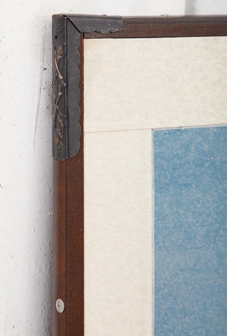 Japanese Showa Period Four Panel Screen Heron Landscape at 1stDibs