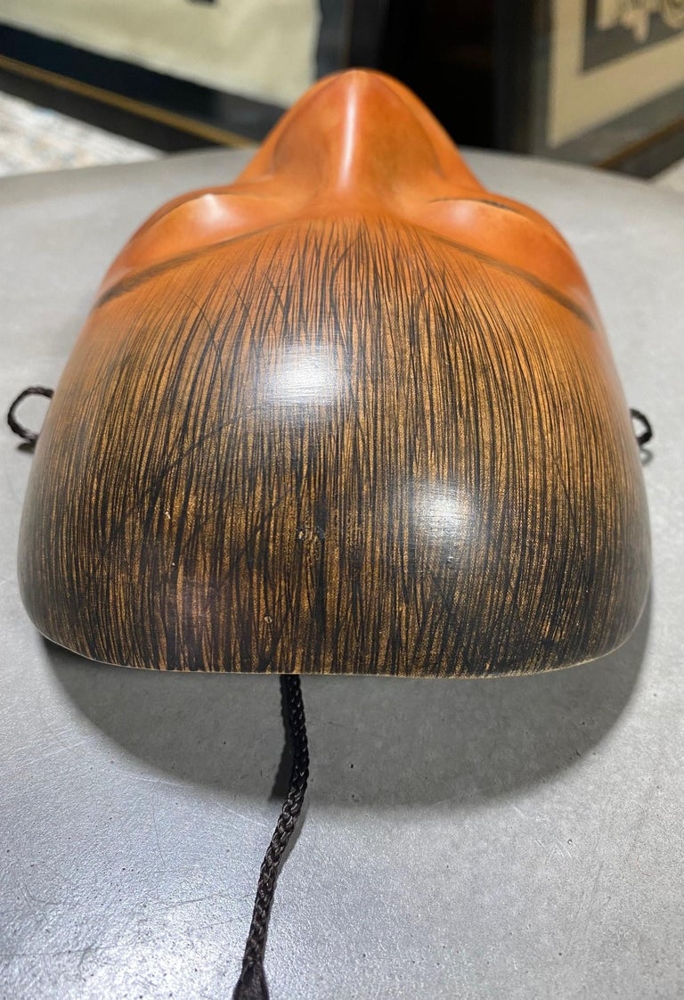 Japanese Signed Hand Carved Wood Noh Theater Mask of Shojo, Early Showa ...