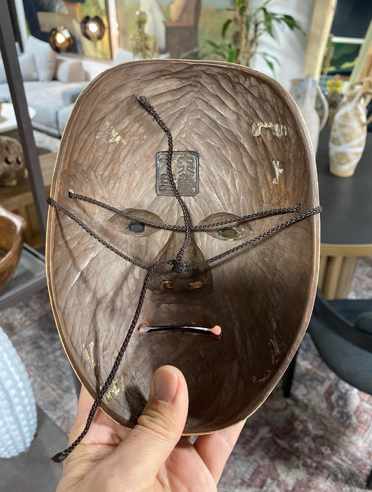 Japanese Signed Hand Carved Wood Noh Theater Mask of Shojo, Early Showa ...