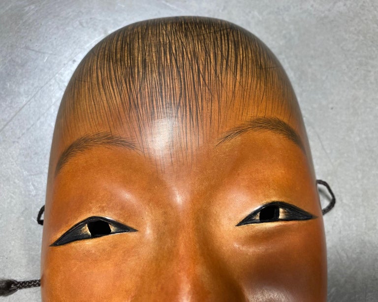 Japanese Signed Hand Carved Wood Noh Theater Mask of Shojo, Early Showa Period at 1stDibs
