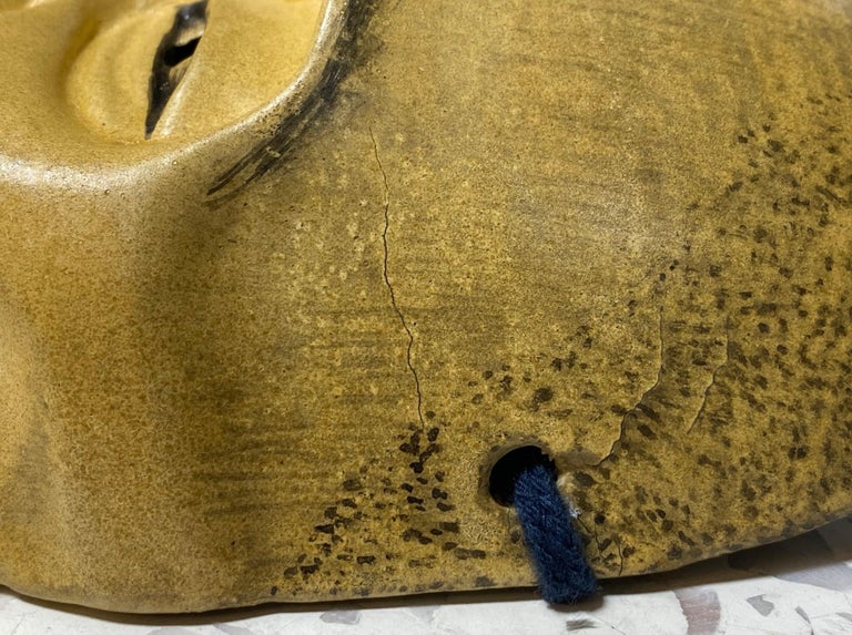 Japanese Signed Showa Hand Carved Wood Noh Theater Mask of Buddhist ...