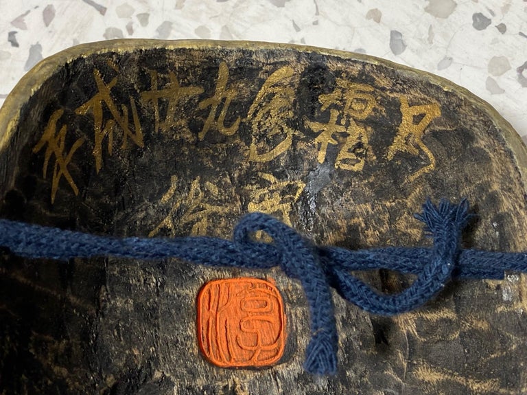 Japanese Signed Showa Hand Carved Wood Noh Theater Mask of Buddhist ...