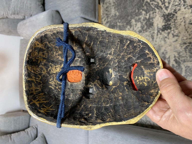 Japanese Signed Showa Hand Carved Wood Noh Theater Mask of Buddhist ...