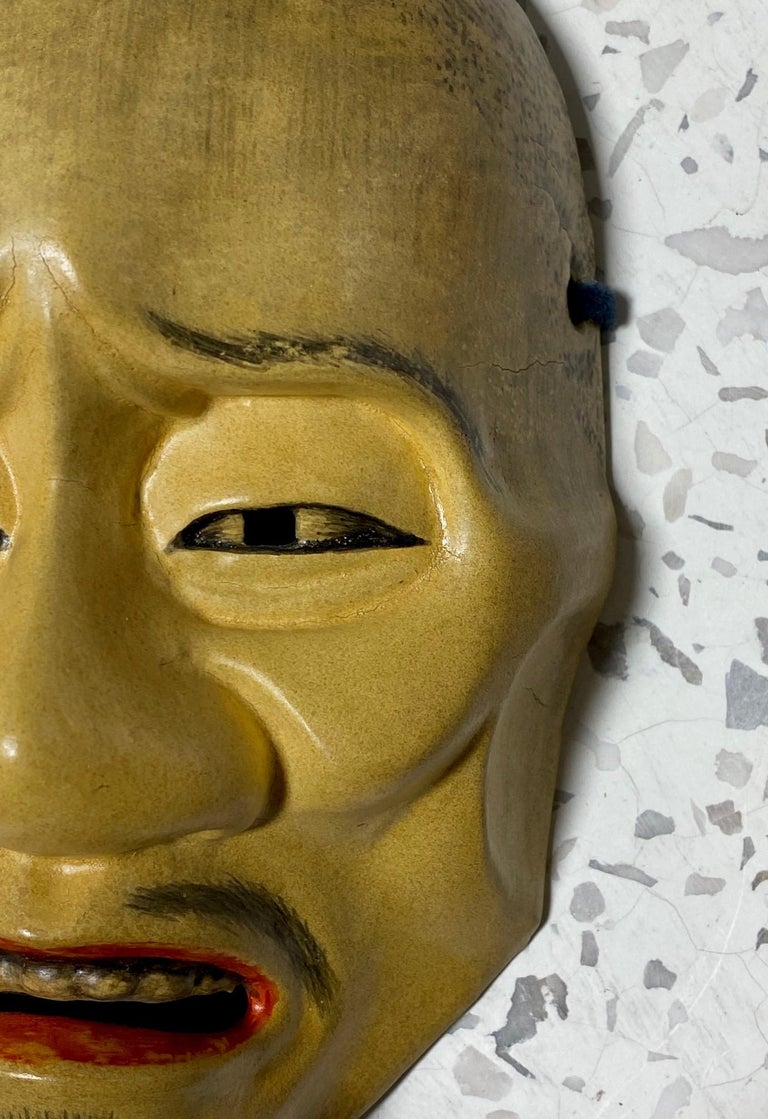 Japanese Signed Showa Hand Carved Wood Noh Theater Mask of Buddhist ...