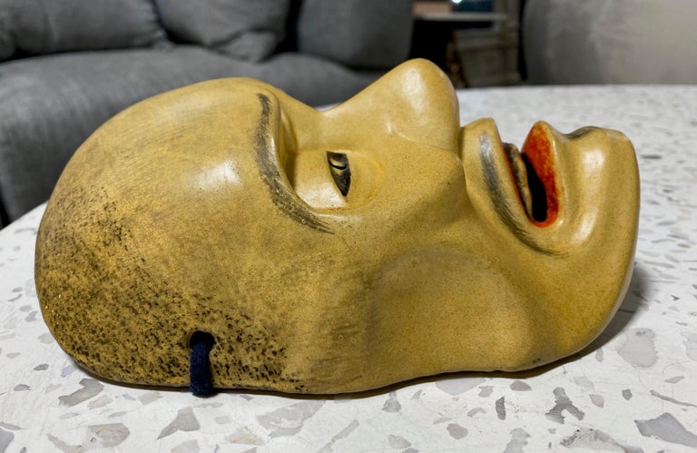 Japanese Signed Showa Hand Carved Wood Noh Theater Mask of Buddhist ...