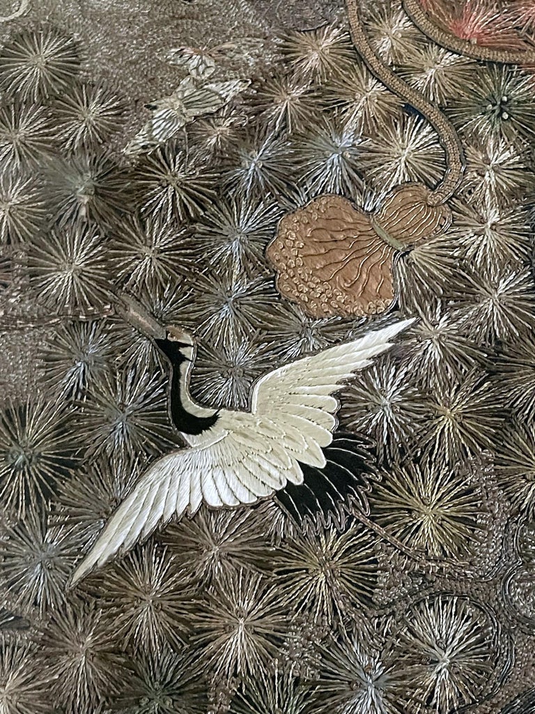 Japanese Silk Embroidery Tapestry Meiji Period For Sale at 1stDibs