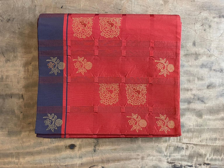 Japanese Silk Obi Belt/ Table Runner 1960s Dark Red For Sale at 1stDibs