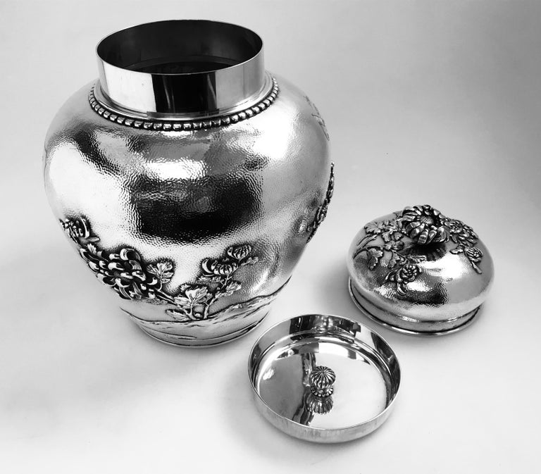 Japanese Silver Jar with Drexel Family Provenance For Sale at 1stDibs
