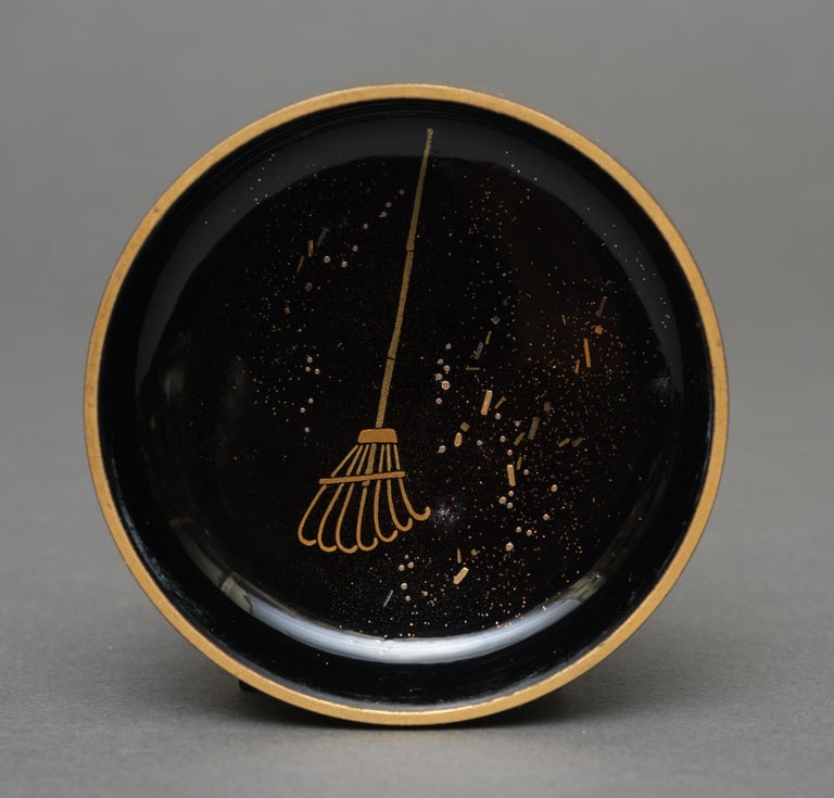 Japanese Silver Lacquer Tea Caddy 棗 'Natsume' with Autumn Leaves 椛 ...