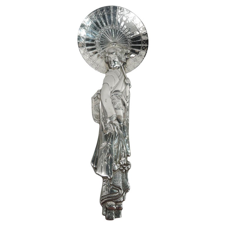 Japanese Silver Novelty Serving Spoon with Parasol-Twirling Geisha For ...