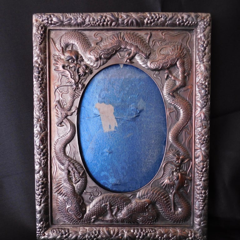 Japanese Silver Plated Picture Frame Embellished with Dragons, circa ...