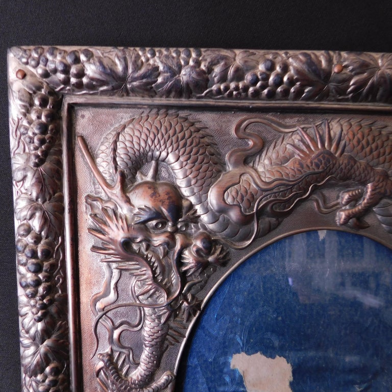 Japanese Silver Plated Picture Frame Embellished with Dragons, circa ...