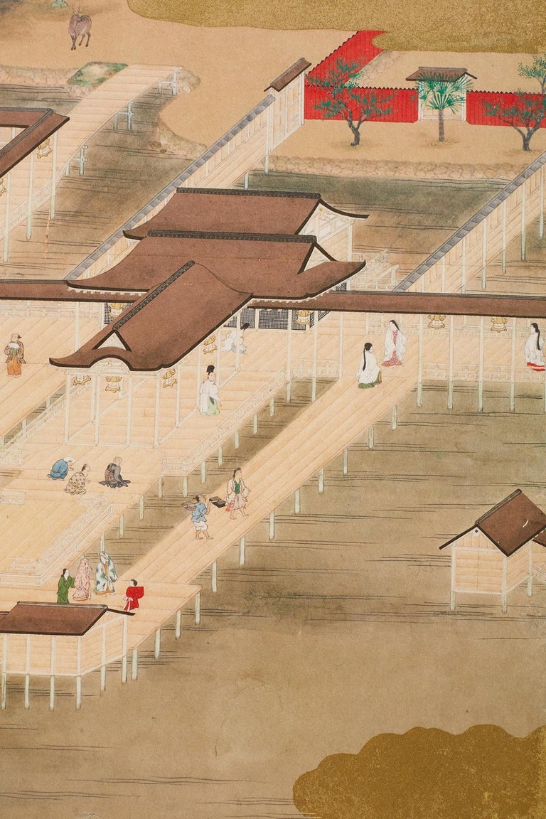 Japanese Six Panel Kano School Style Screen at 1stDibs