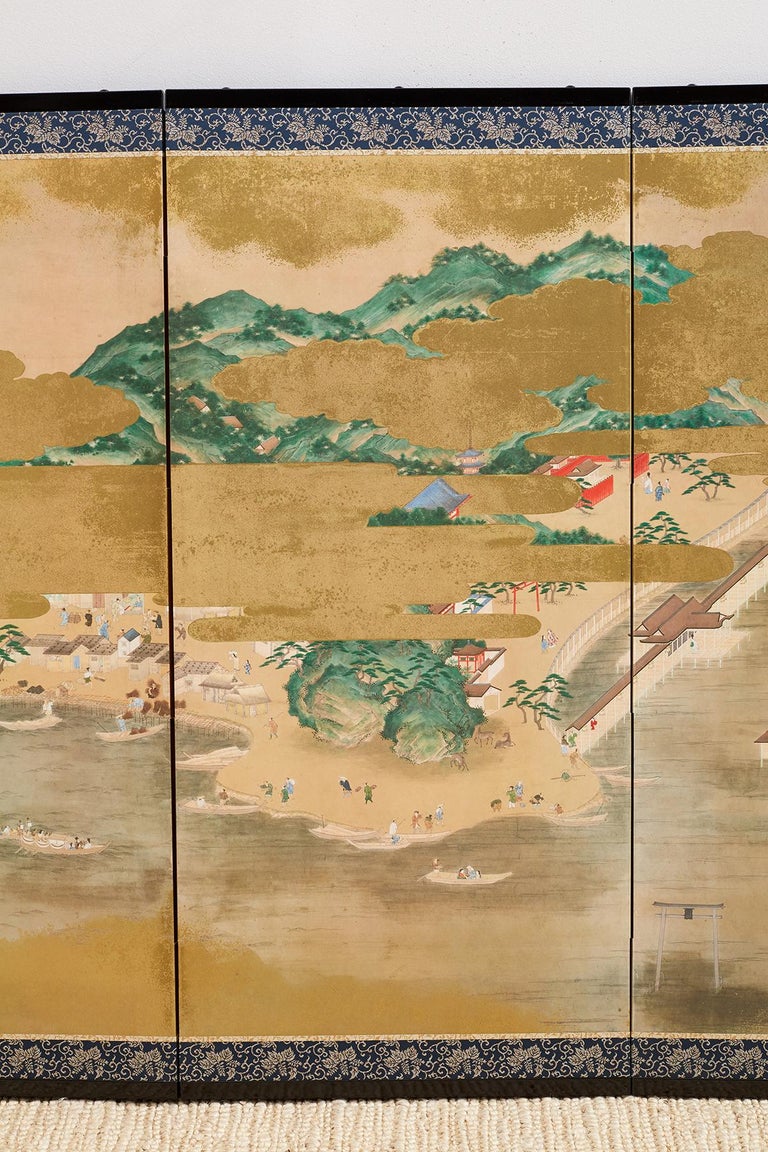 Japanese Six Panel Kano School Style Screen at 1stDibs