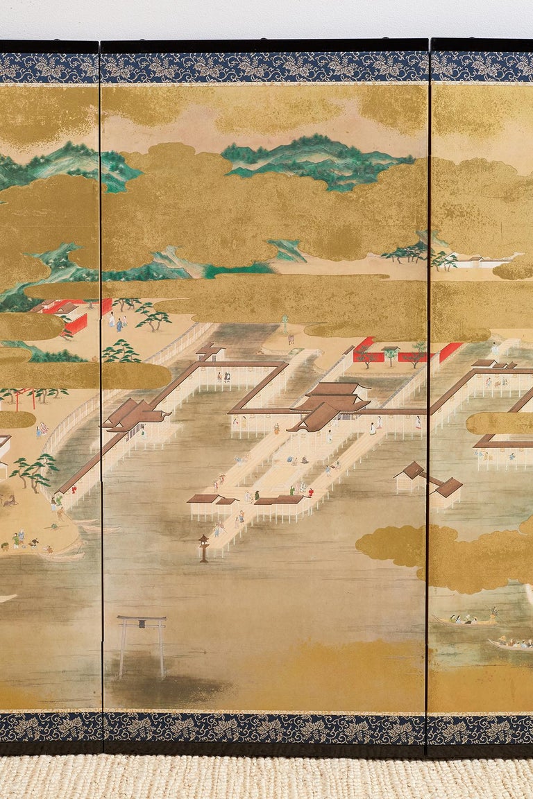 Japanese Six Panel Kano School Style Screen at 1stDibs