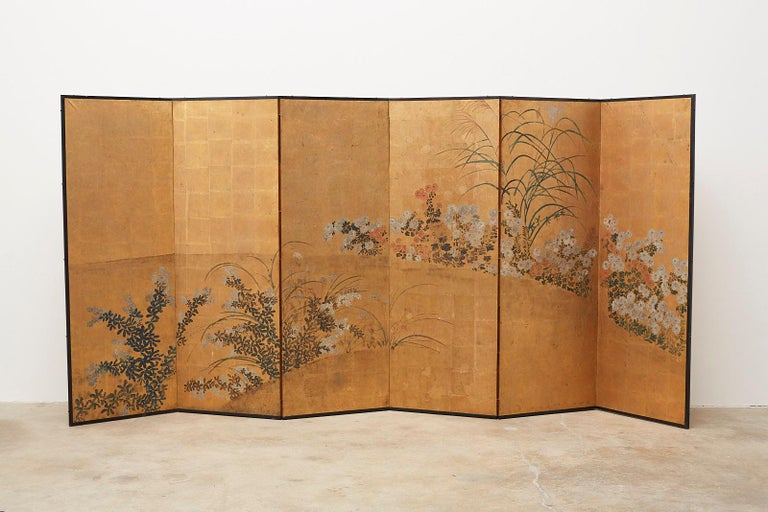 Japanese Six Panel Meiji Rimpa Screen after Tawaraya Sosetsu at 1stDibs