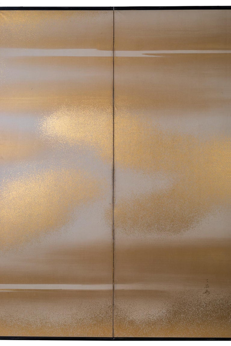 Japanese Six Panel Screen: Clouds of Golden Mist For Sale at 1stDibs