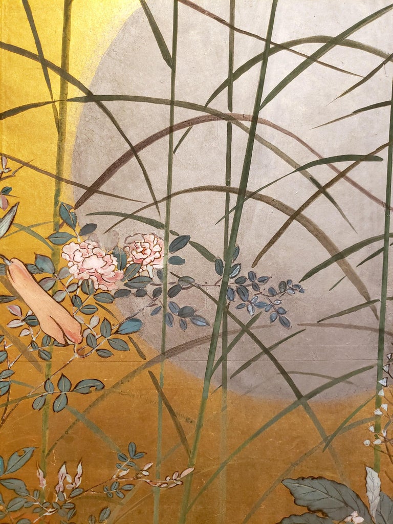Japanese Six Panel Screen Moon Over the Plains of Musashino For Sale at ...