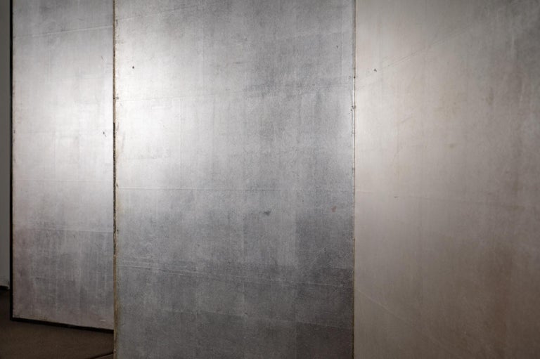 Japanese Six Panel Screen Plain Silver Leaf on Paper at 1stDibs ...