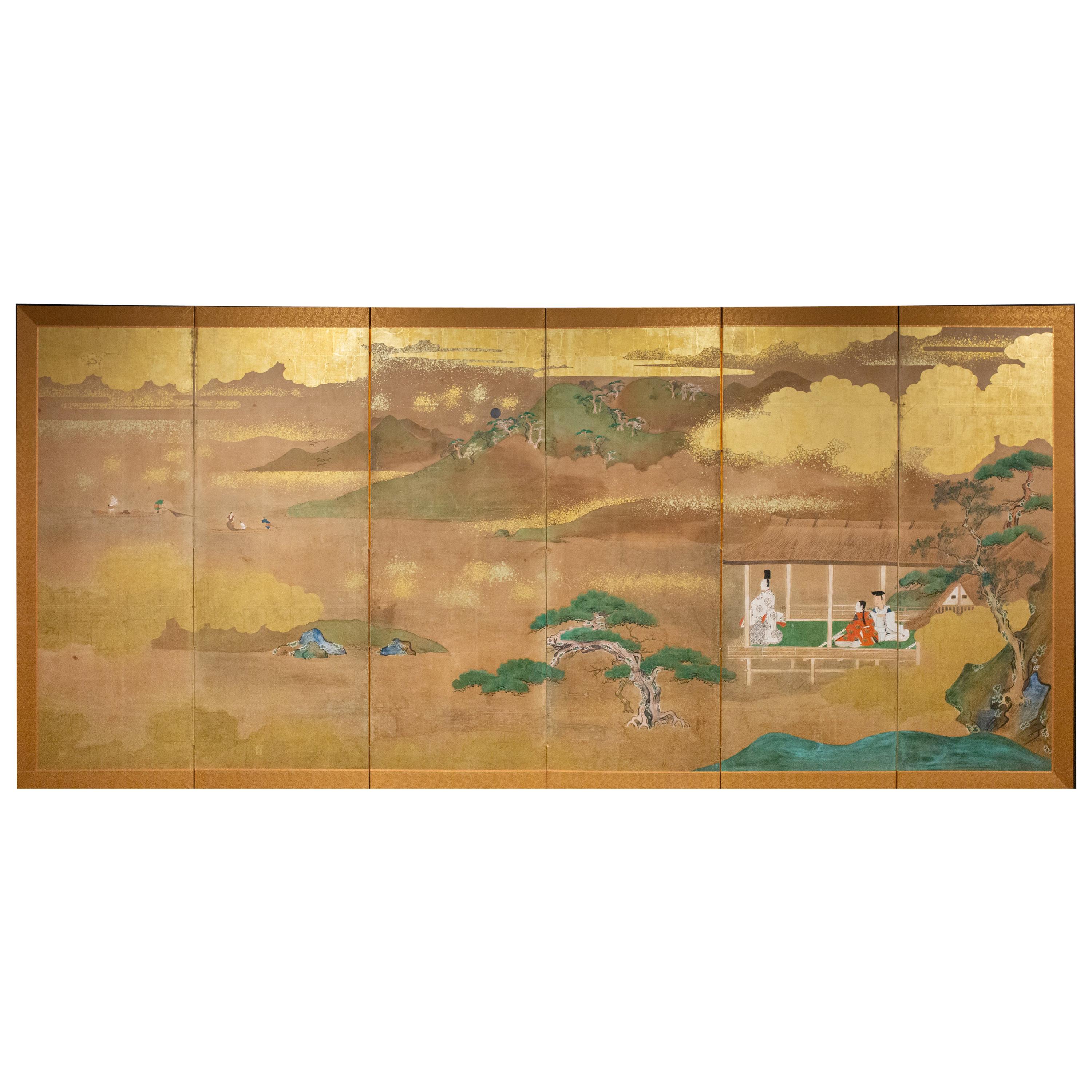 Japanese Painting, 17th Century, Tale of Genji, Makibashira, Tosa ...