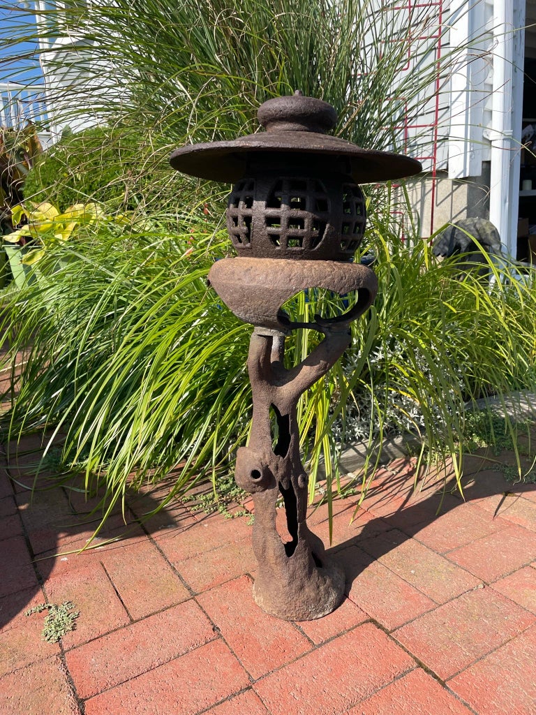 Japanese Small Antique Natural Tree Trunk Garden Lantern For Sale at ...