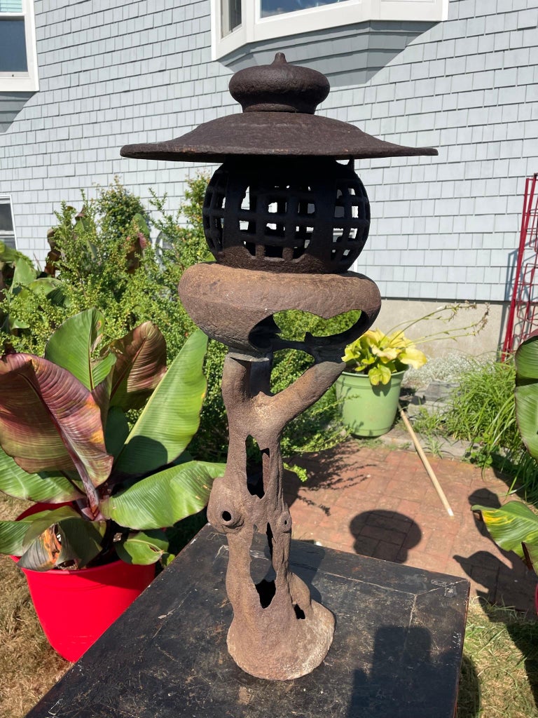 Japanese Small Antique Natural Tree Trunk Garden Lantern For Sale at ...