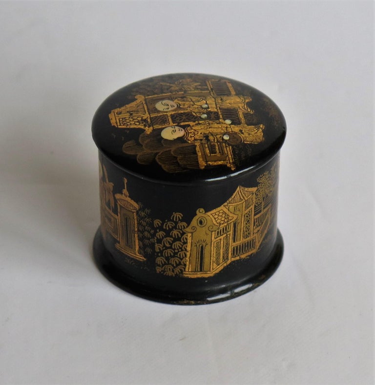 Japanese Small Black Lacquered Box Hand Enamelled and Gilded, Meiji ...