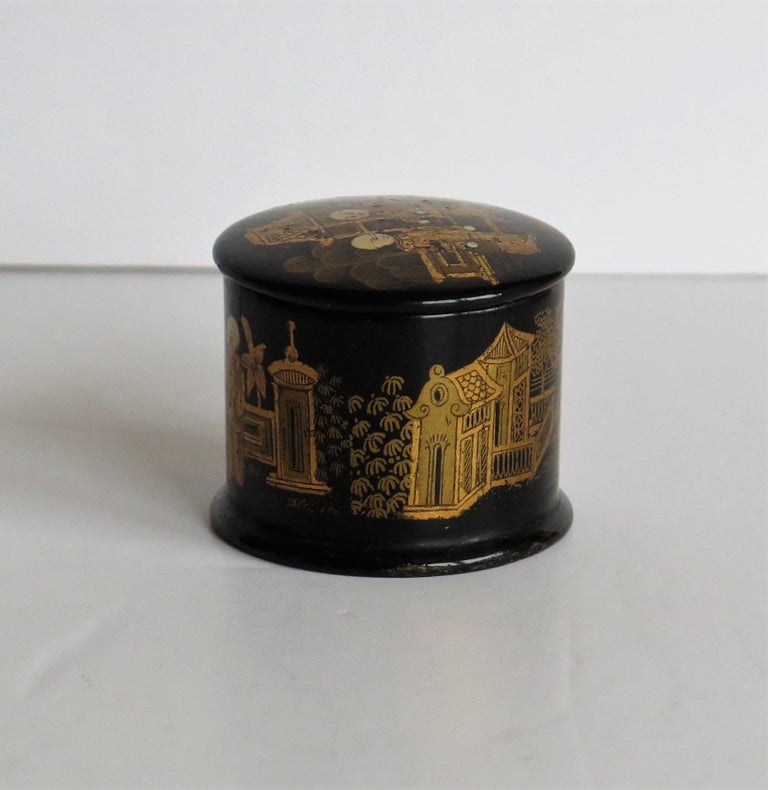 Japanese Small Black Lacquered Box Hand Enamelled and Gilded, Meiji ...