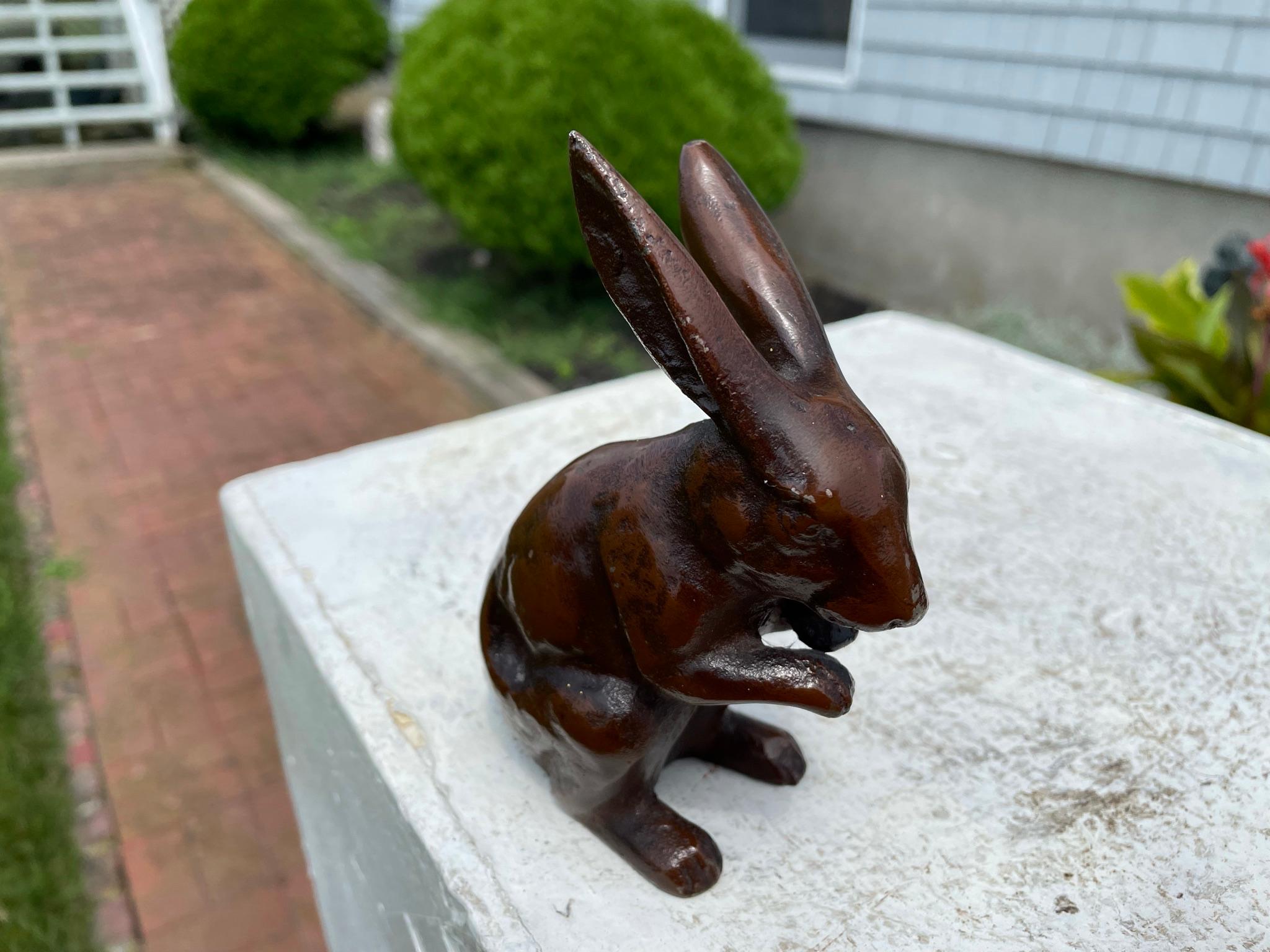 Japanese Special Pair Bronze Mount Fuji Garden Rabbits at 1stDibs