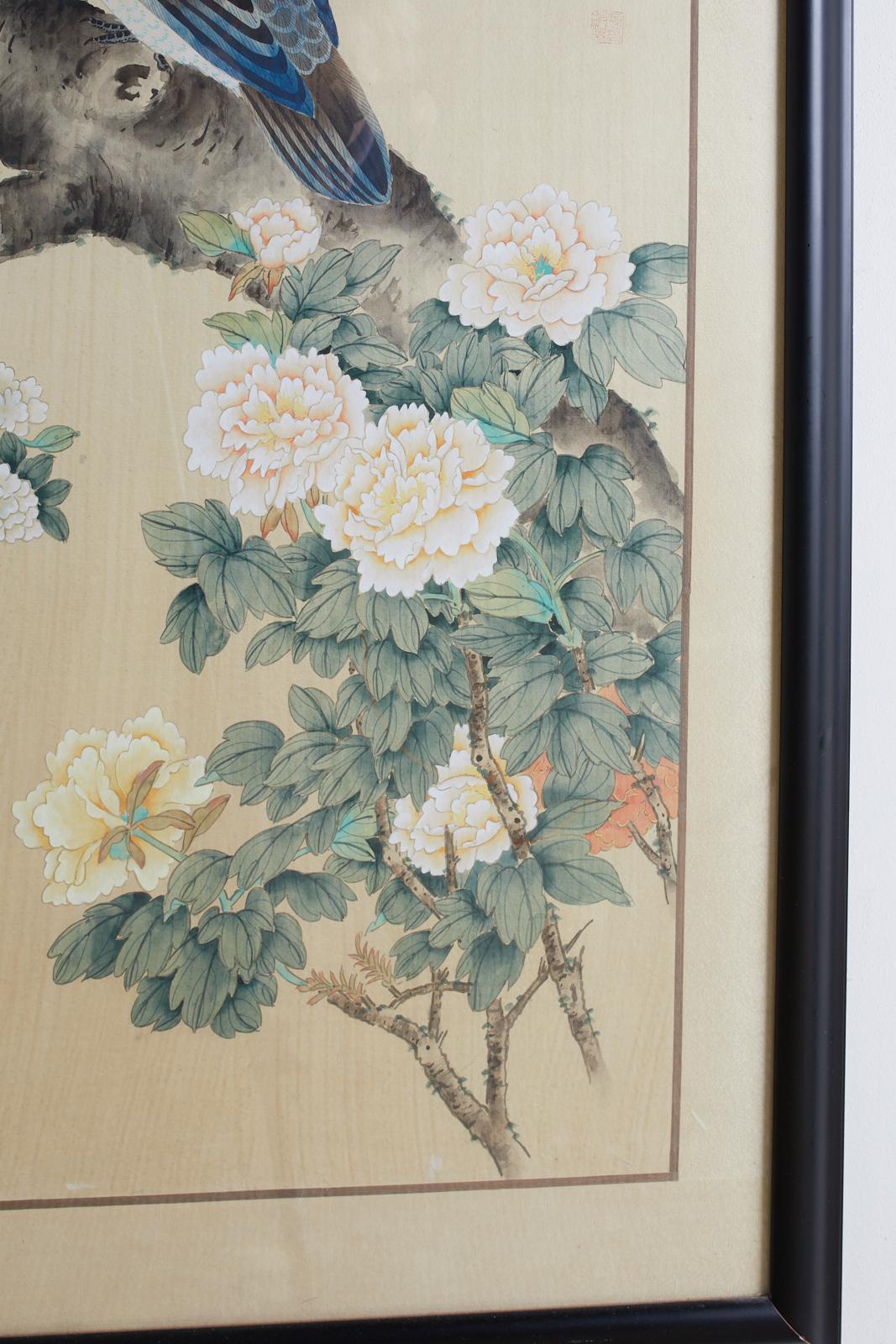 Japanese Spring Peacocks Painting on Silk at 1stDibs | japanese peacock ...