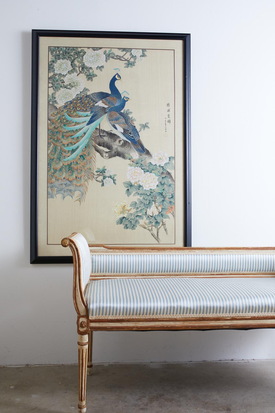 Japanese Spring Peacocks Painting on Silk at 1stDibs | japanese peacock ...