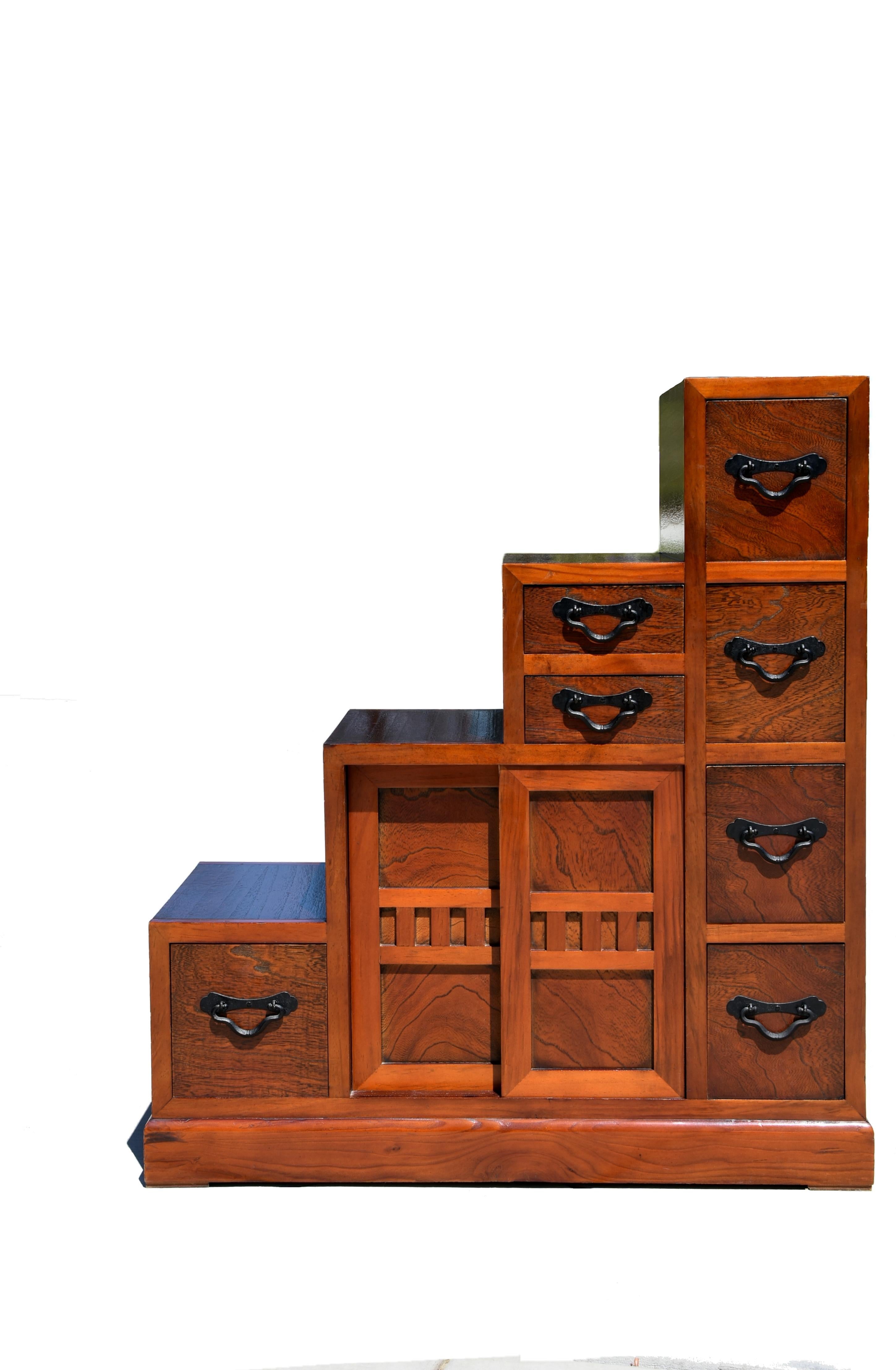 Japanese Step Tansu Double Sided For Sale at 1stDibs