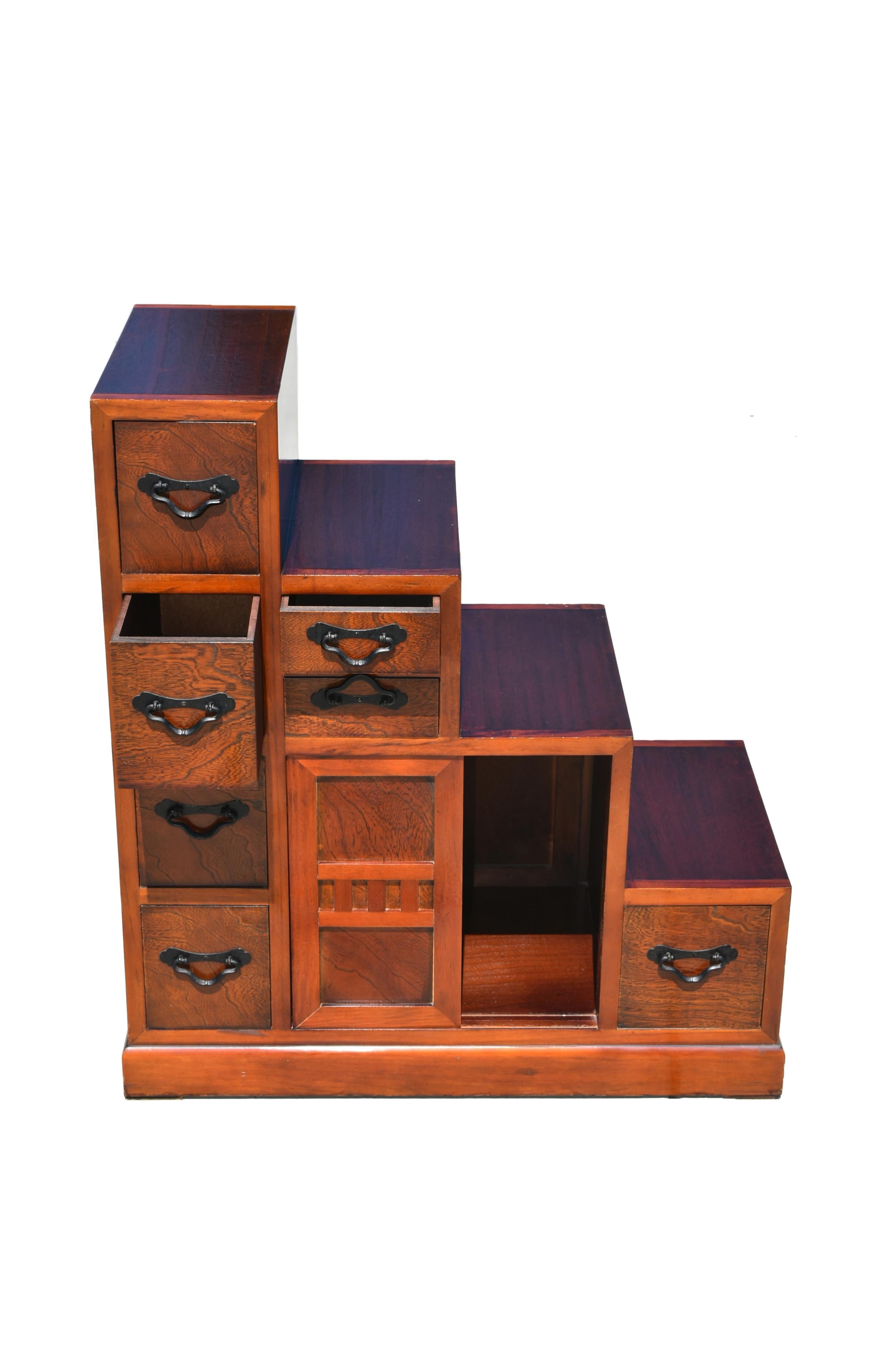 Japanese Step Tansu Double Sided For Sale at 1stDibs
