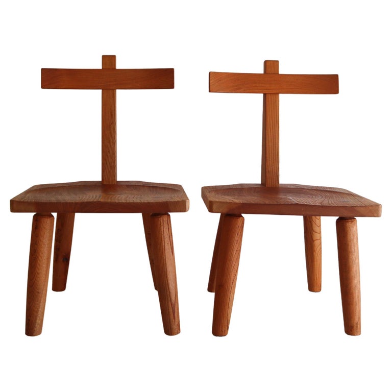 George Nakashima Style Japanese Studio Craft Solid Wood T-Chairs For ...